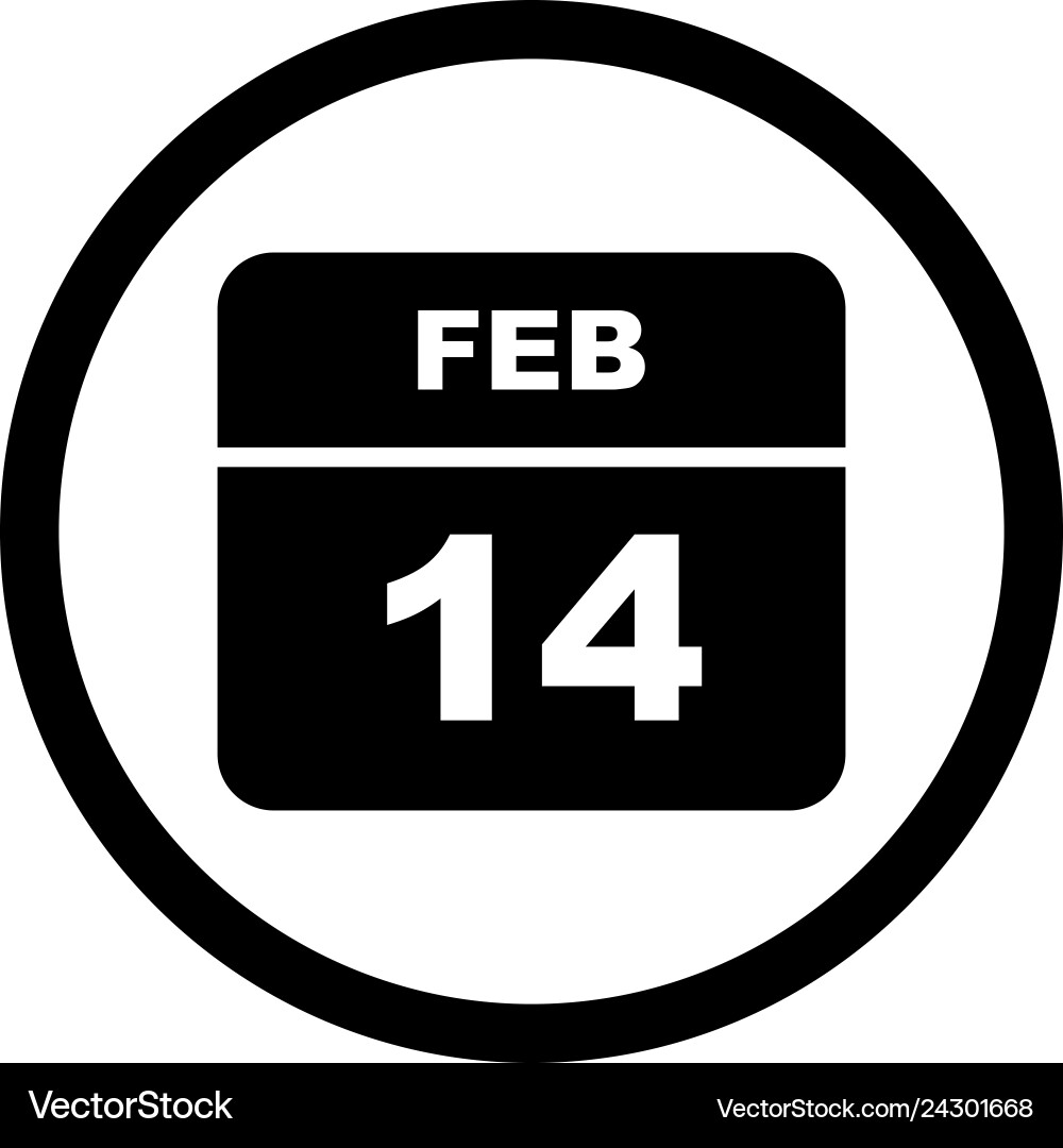 February 14th date on a single day calendar Vector Image