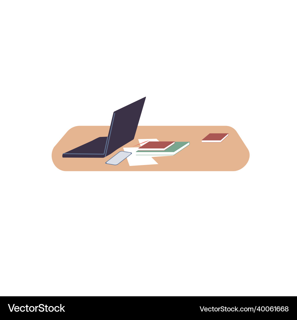 Flat cartoon laptop on work surfaceelectronic Vector Image