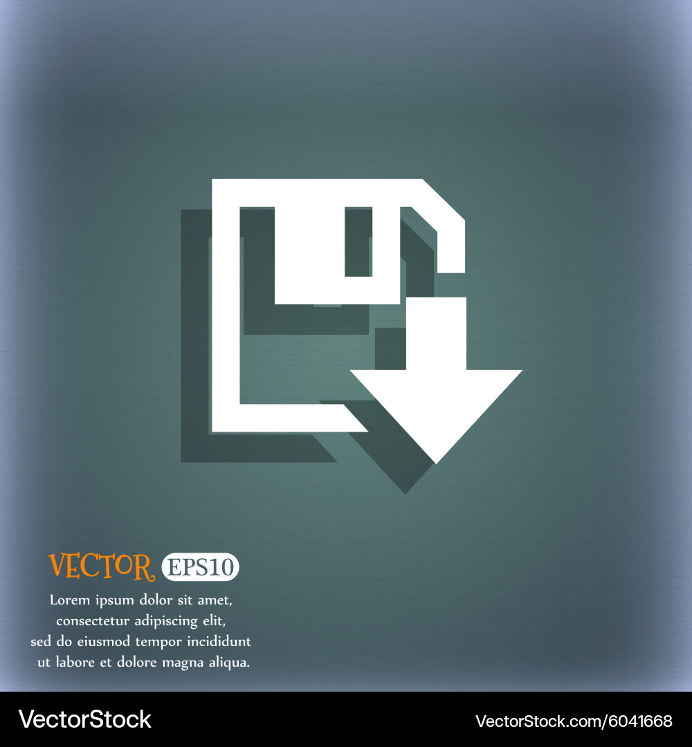 Floppy icon flat modern design on the blue-green Vector Image