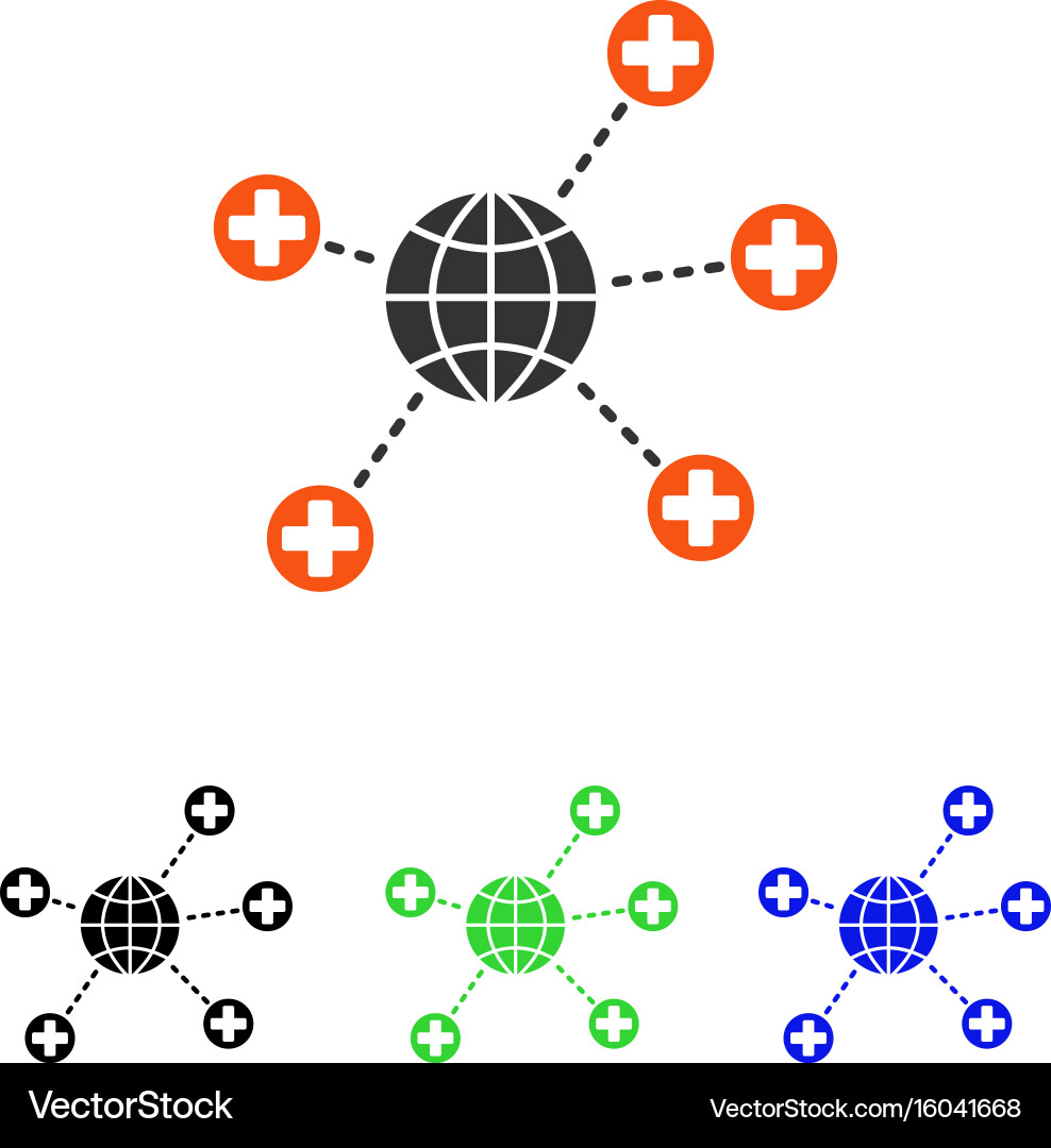 Global medical links flat icon Royalty Free Vector Image