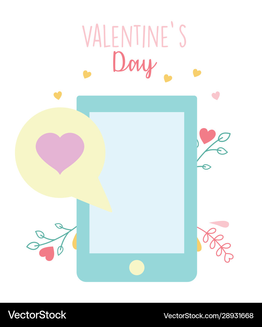Happy valentines day smartphone speech bubble Vector Image