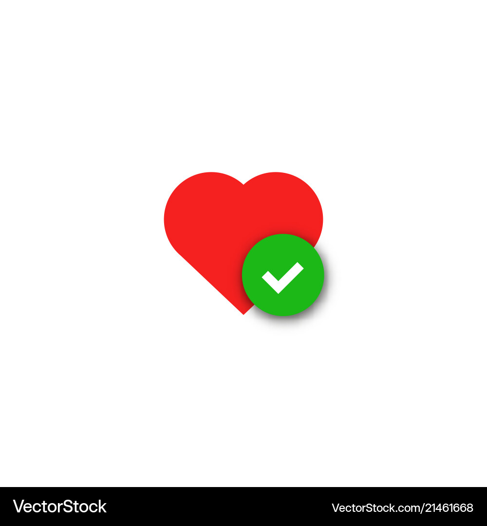 Heart health tick icon Royalty Free Vector Image