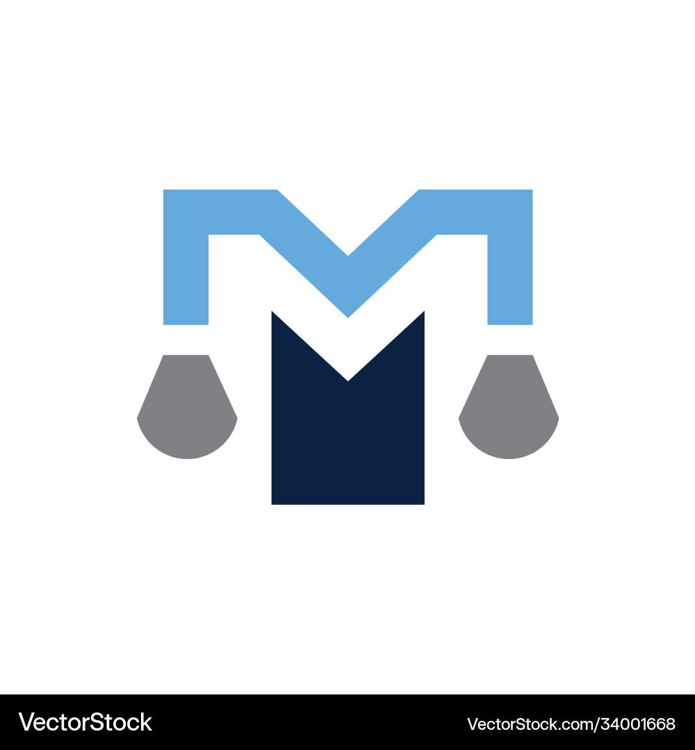 Letter m justice logo Royalty Free Vector Image