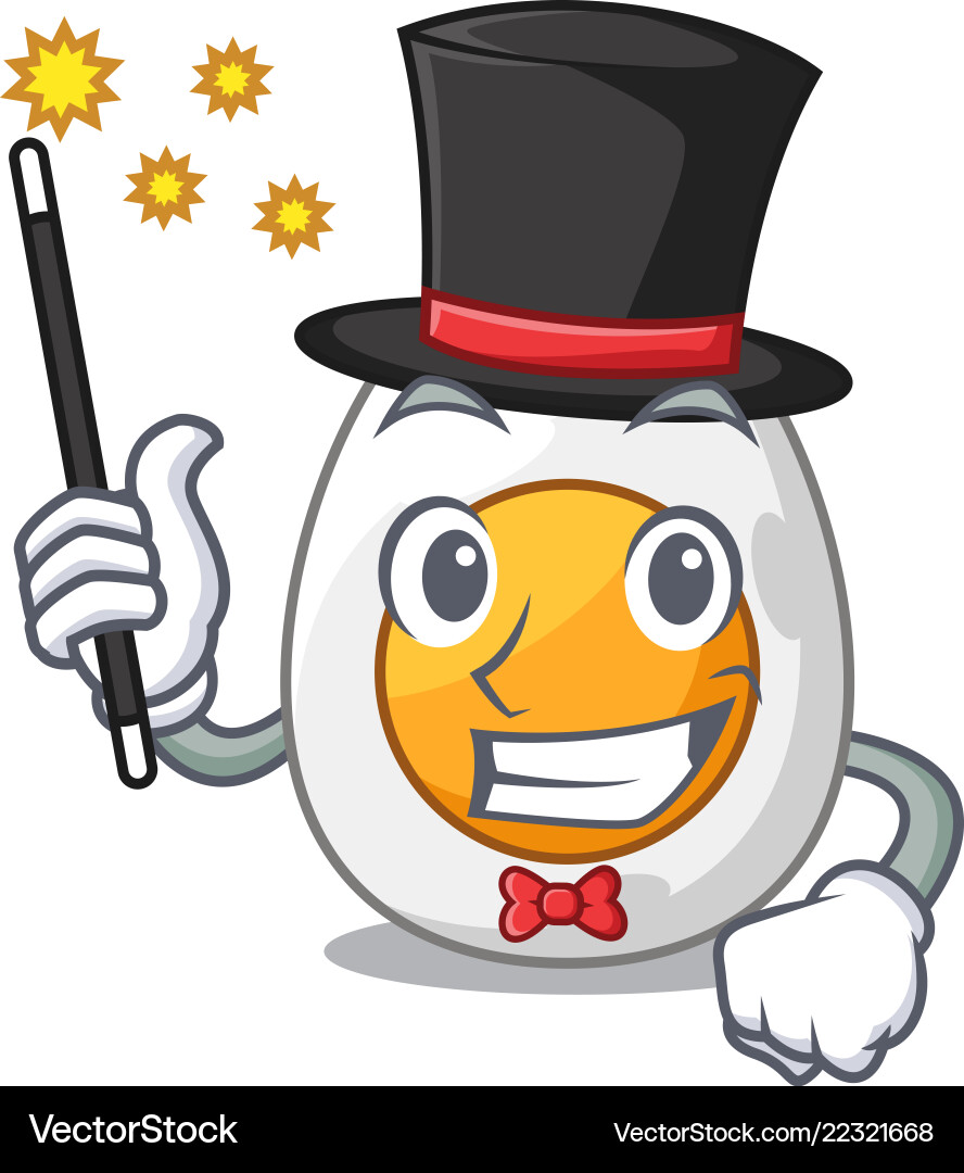 Magician freshly boiled egg isolated on mascot Vector Image