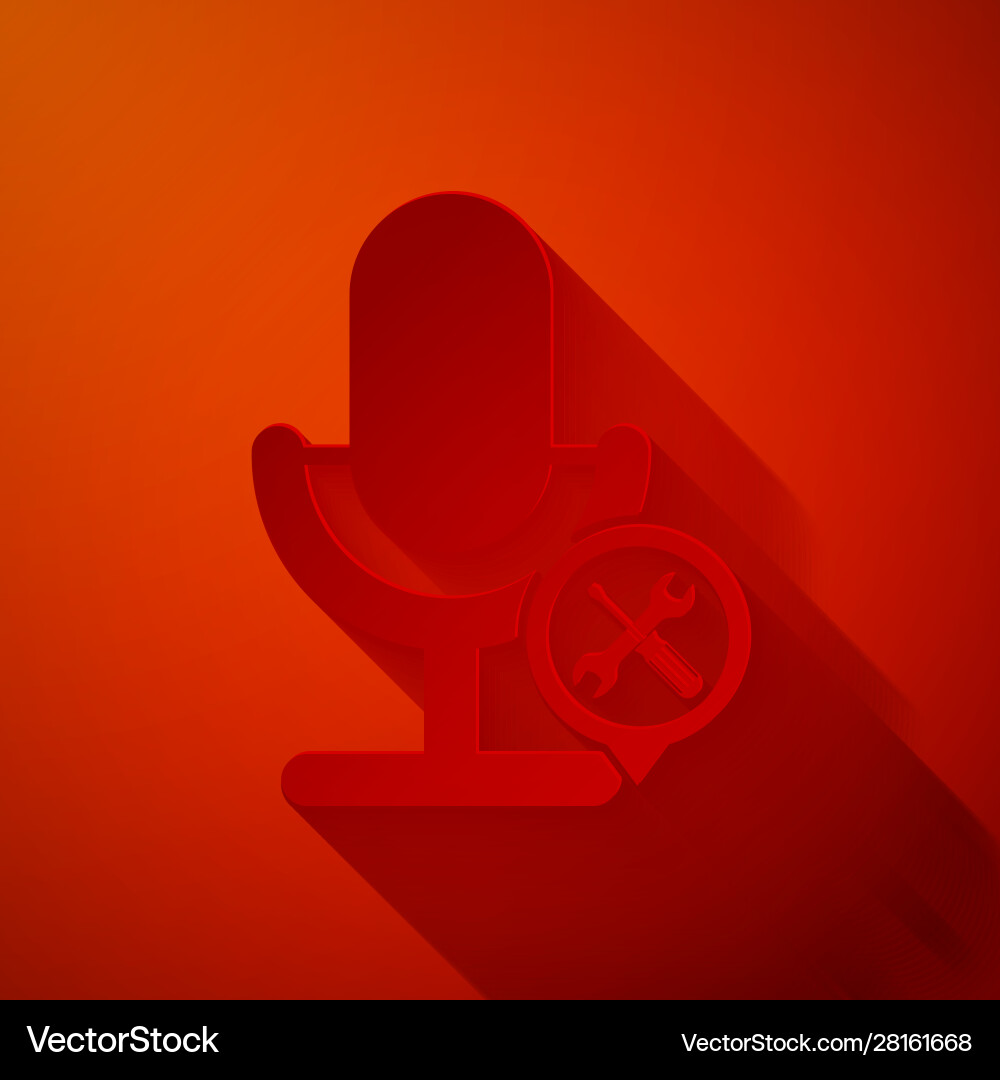 Paper cut microphone with screwdriver and wrench Vector Image