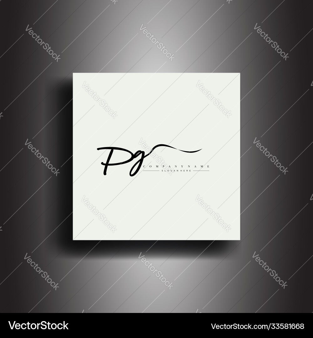 Pg signature style monogramcalligraphic lettering Vector Image