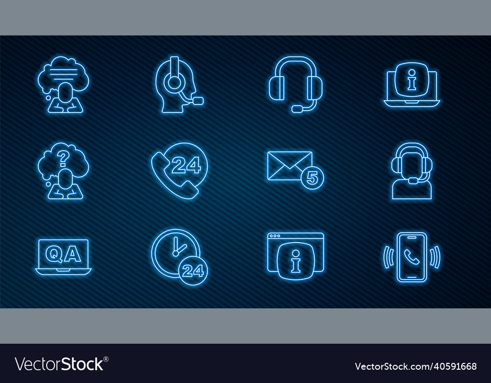 Set line telephone 24 hours support man Royalty Free Vector Set line telephone 24 hours support man Royalty Free Vector
