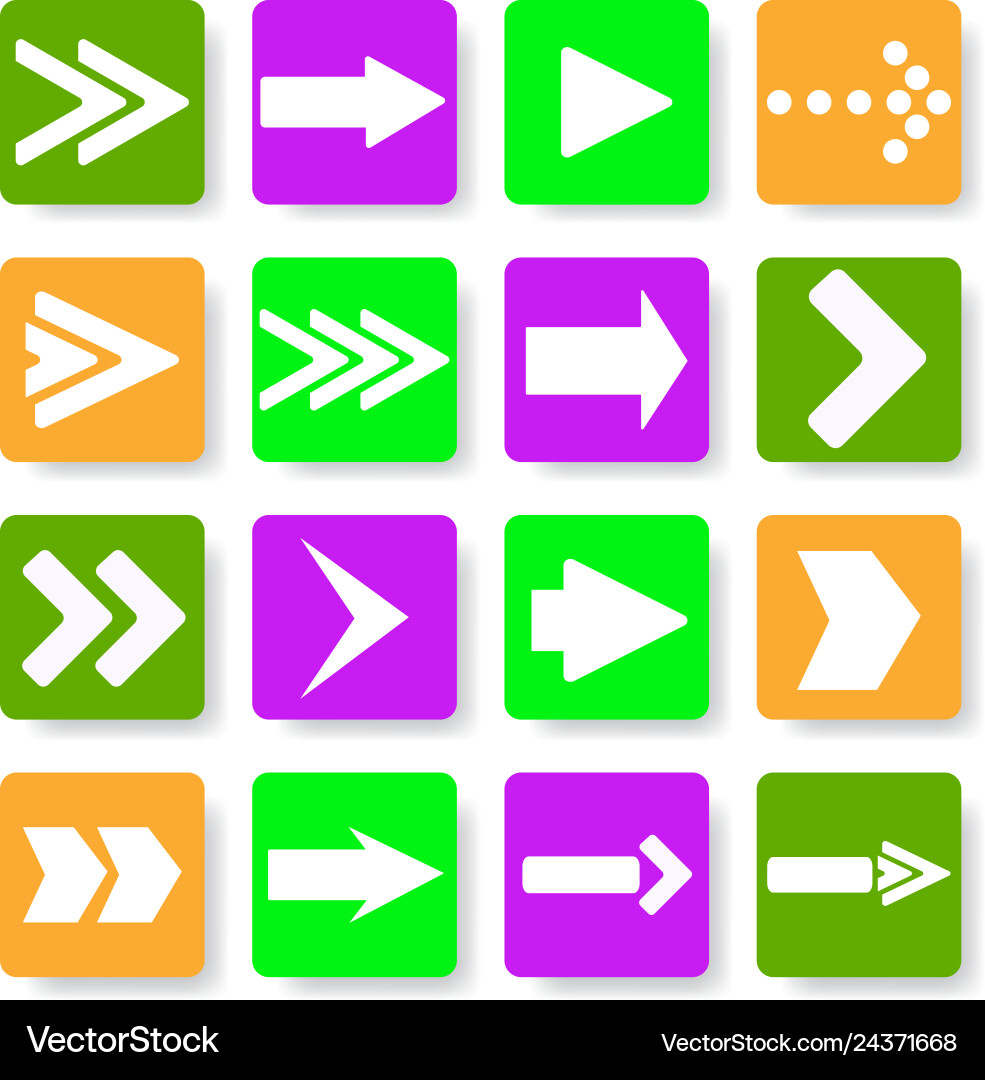 Set of different arrows in the flat Royalty Free Vector