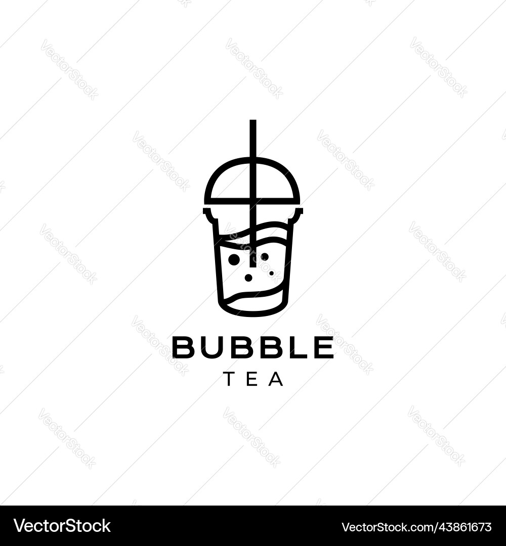 Bubble tea drink boba with glass plastic logo Vector Image