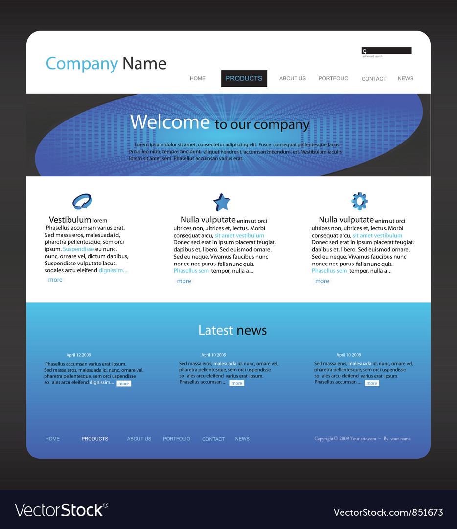 Editable website template Royalty Free Vector Image