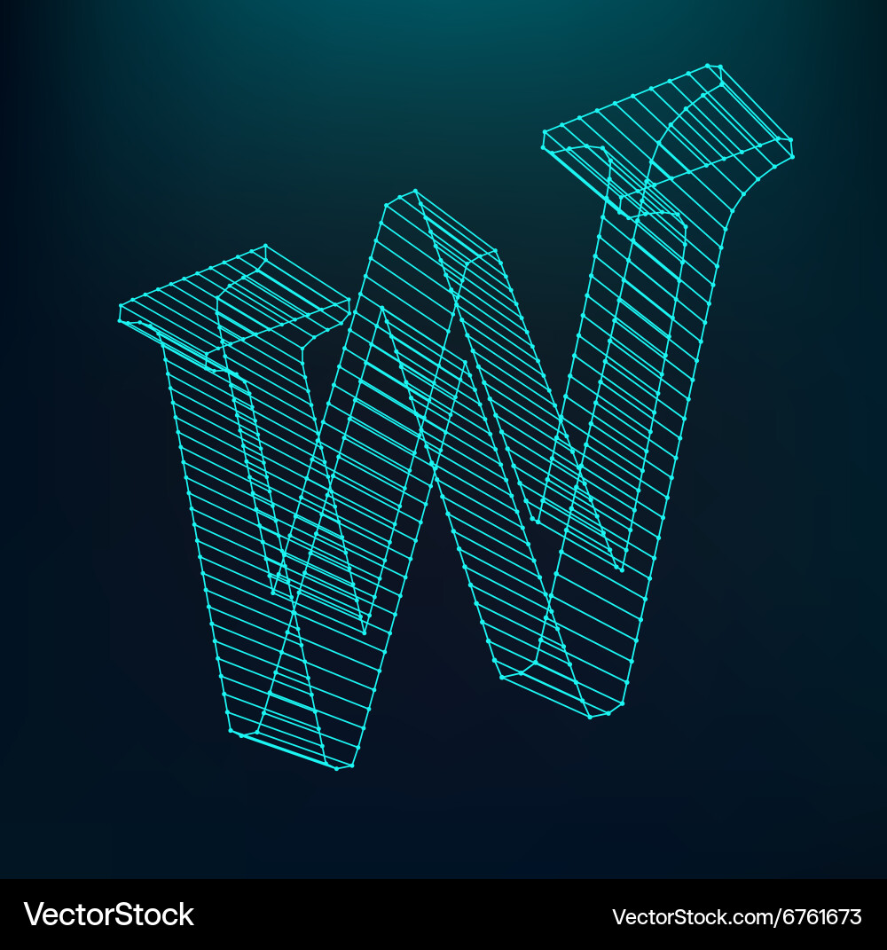 Fonts of mesh polygonal wire frame contour Vector Image