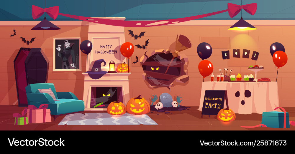 Halloween interior for party celebration holiday Vector Image