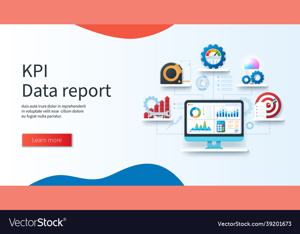 Key performance indicator data report banner Vector Image