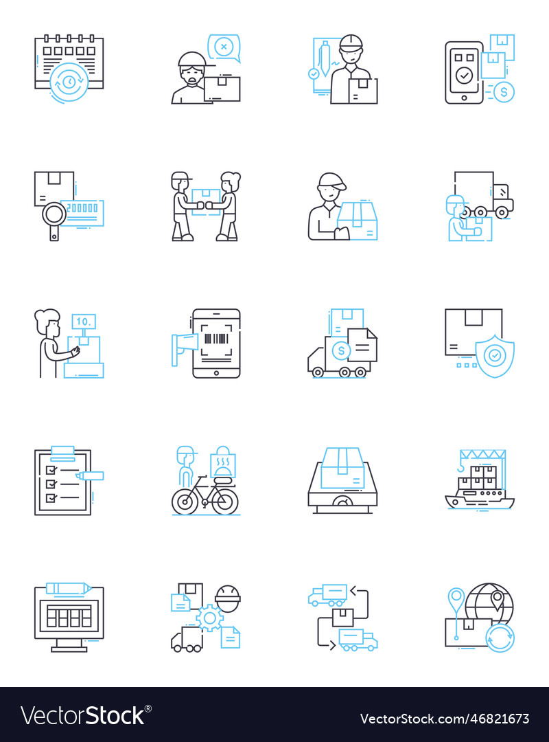 Logistics management linear icons set supply Vector Image