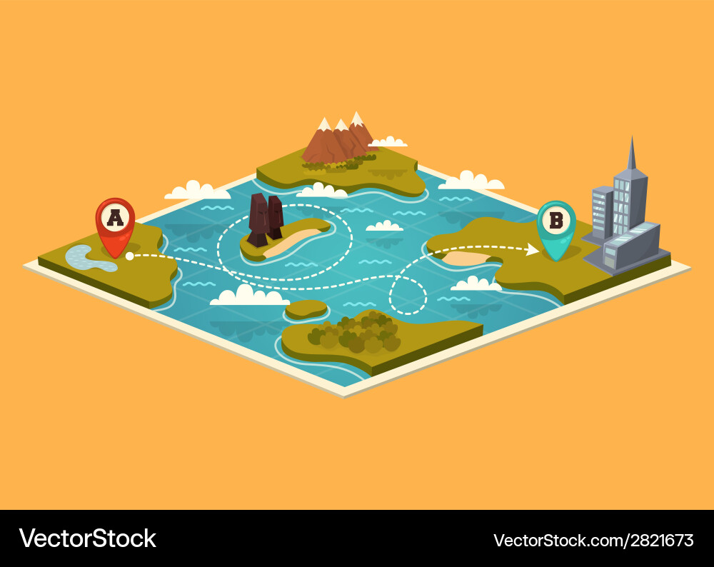 Map with map pointers Royalty Free Vector Image
