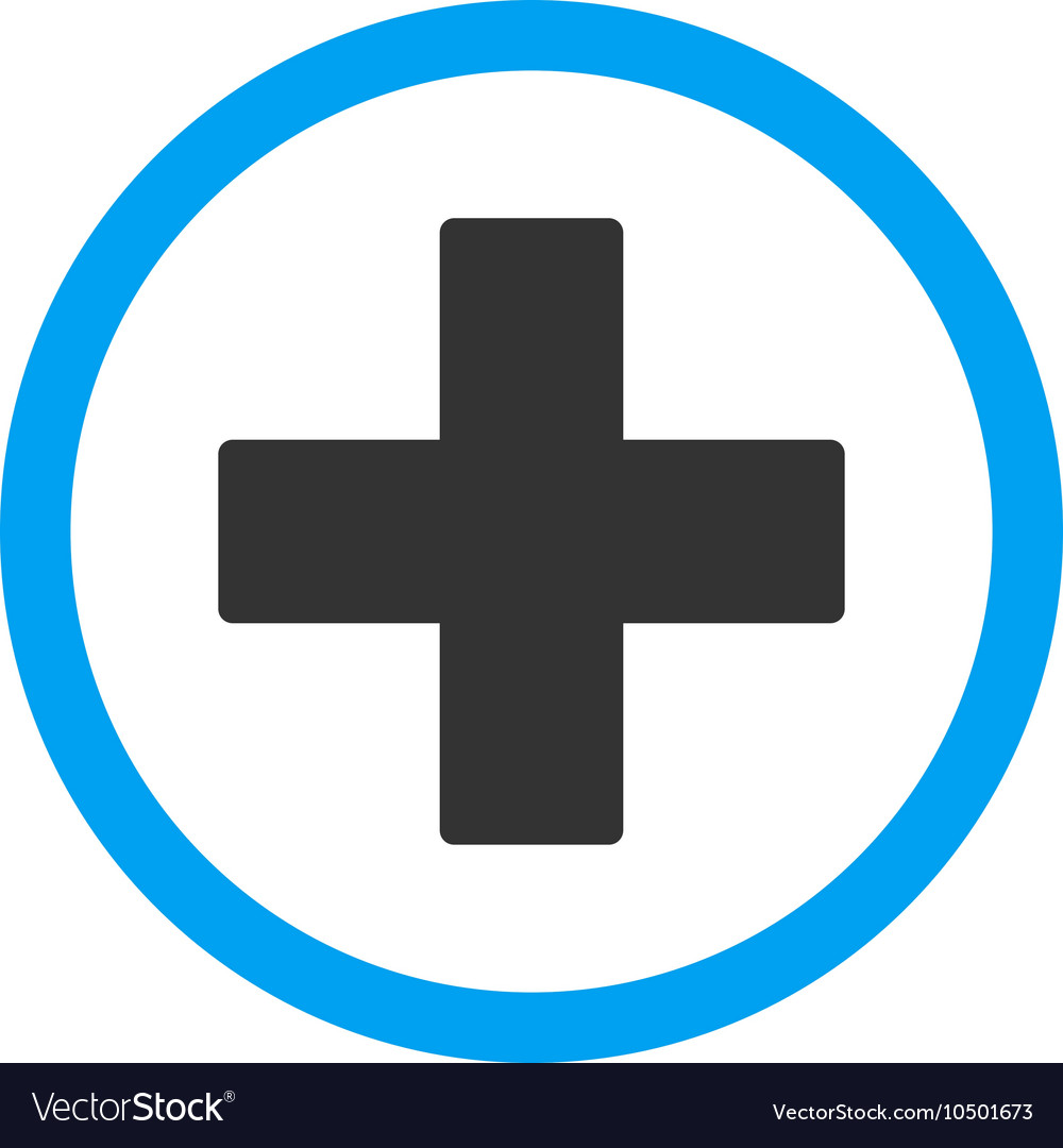 Plus flat rounded icon Royalty Free Vector Image