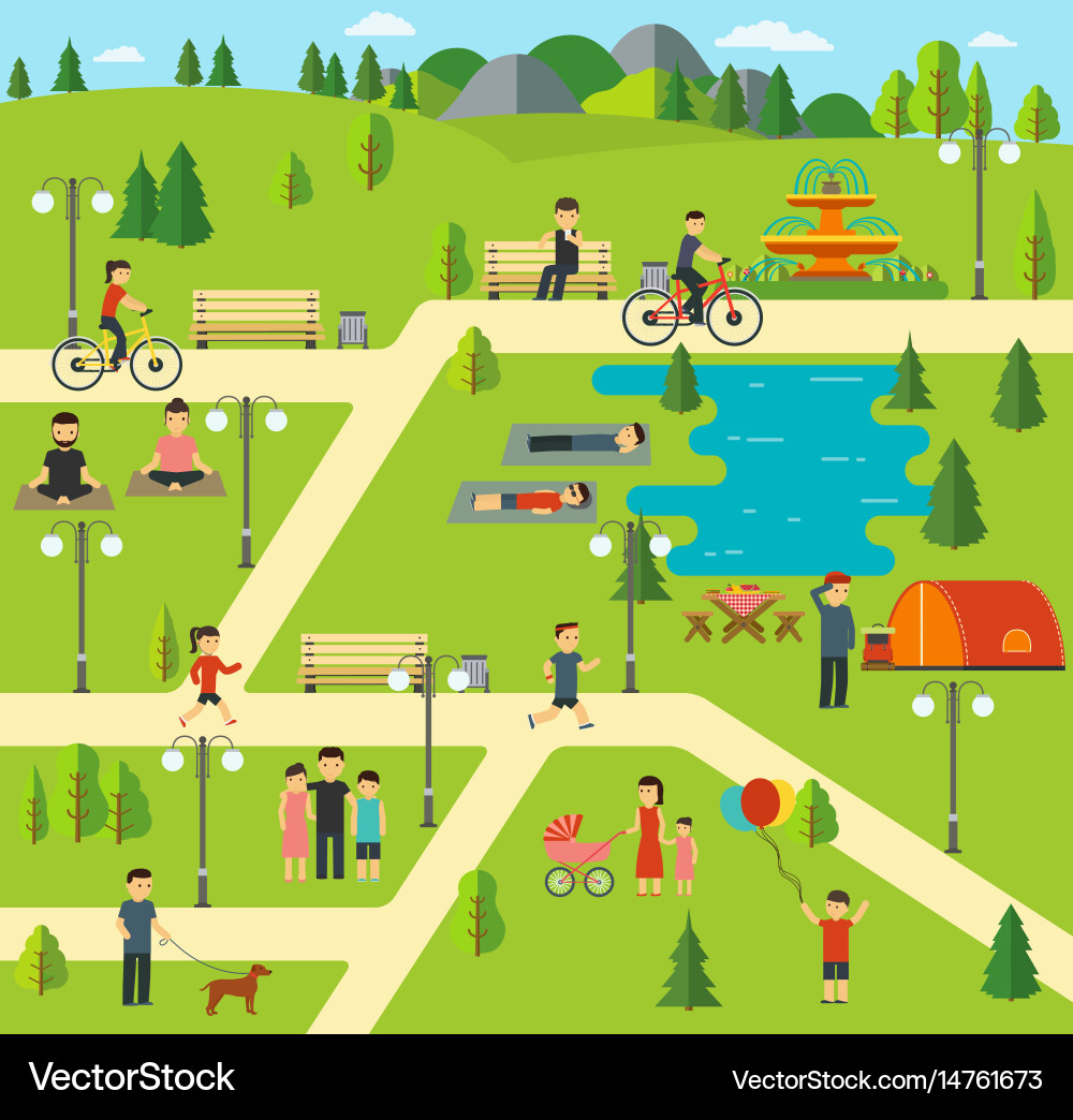 Public park camping in the park Royalty Free Vector Image