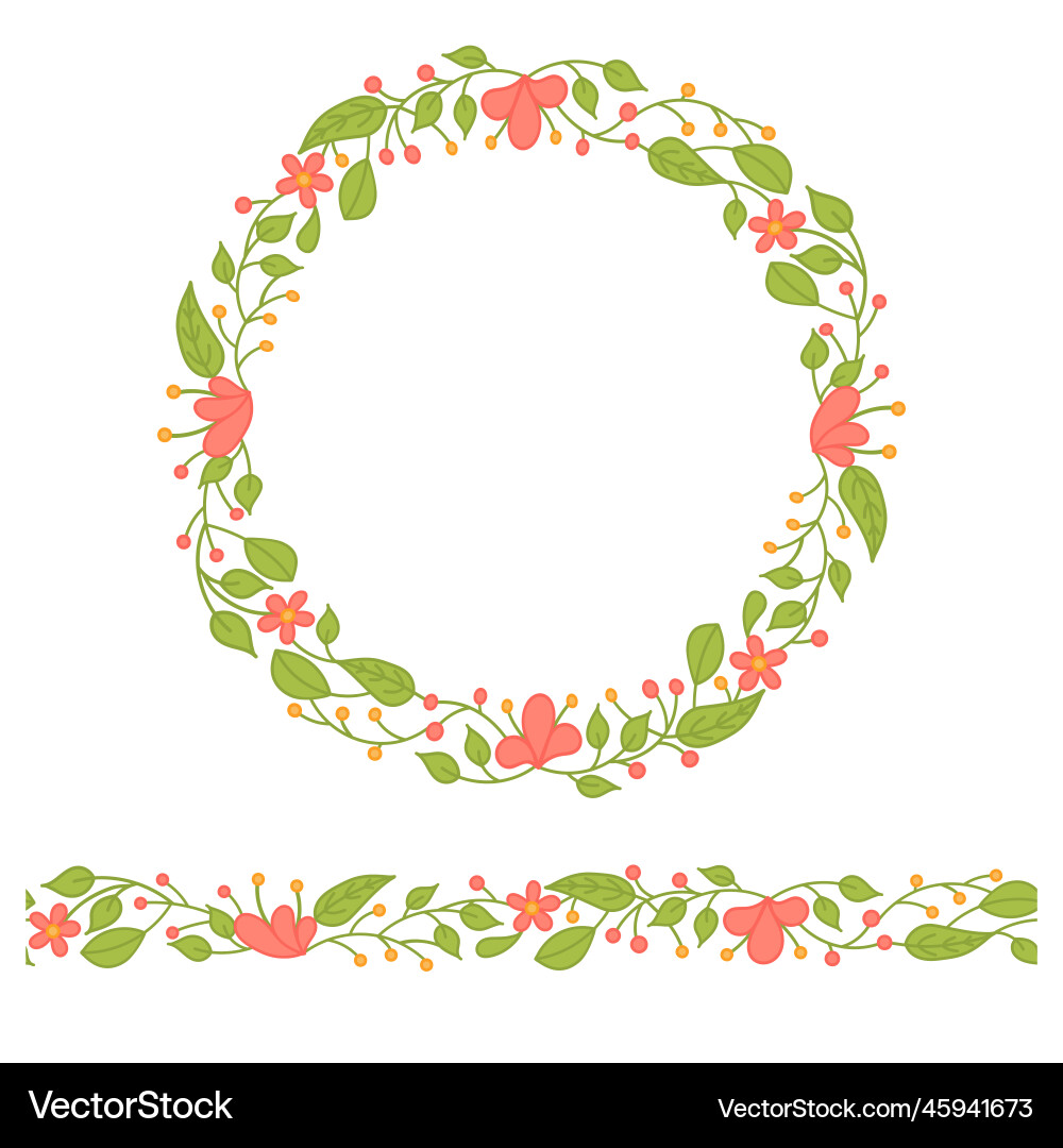 Seamless floral brush spring flower frame Vector Image