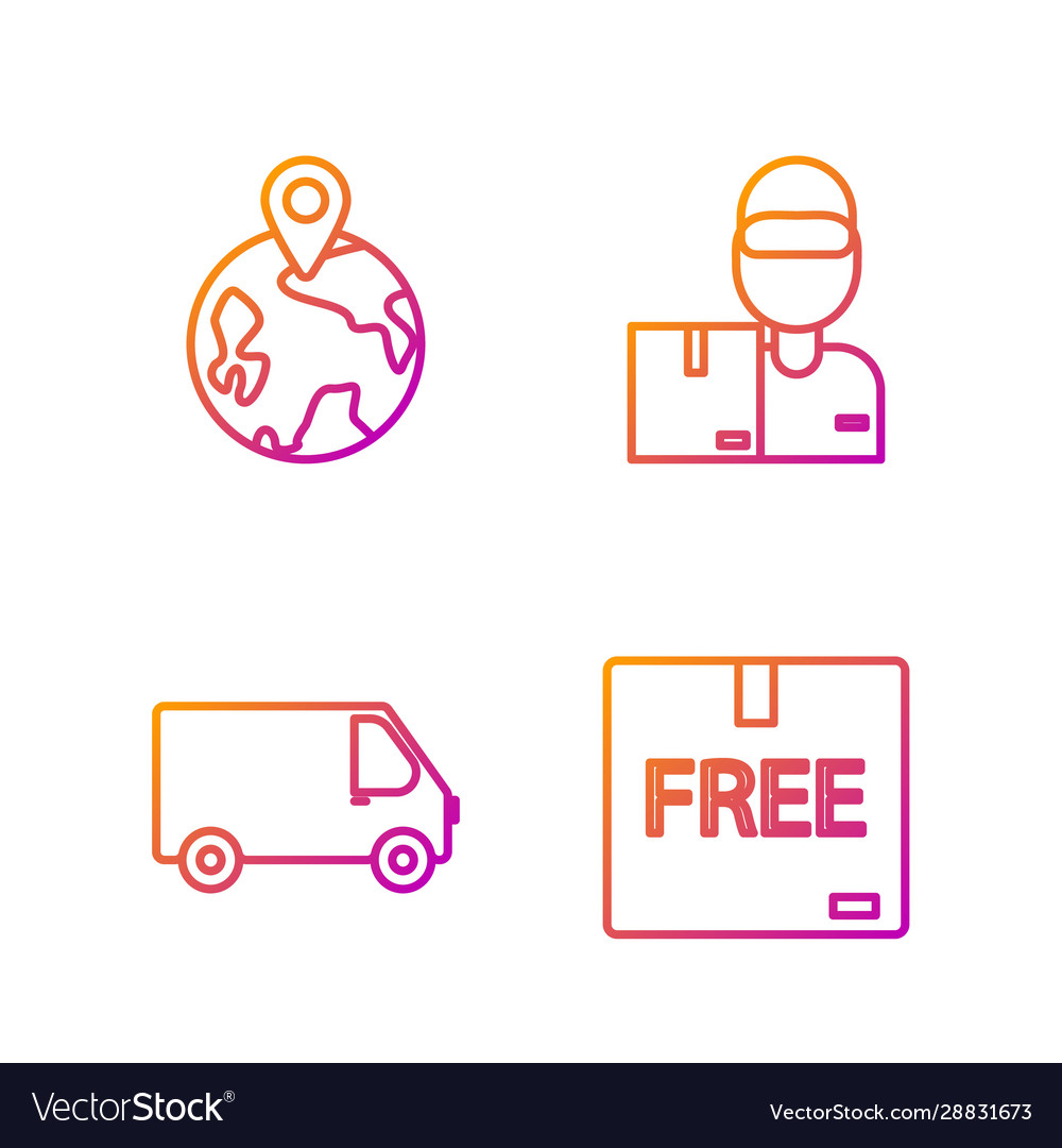 Set line cardboard box with free symbol delivery Vector Image