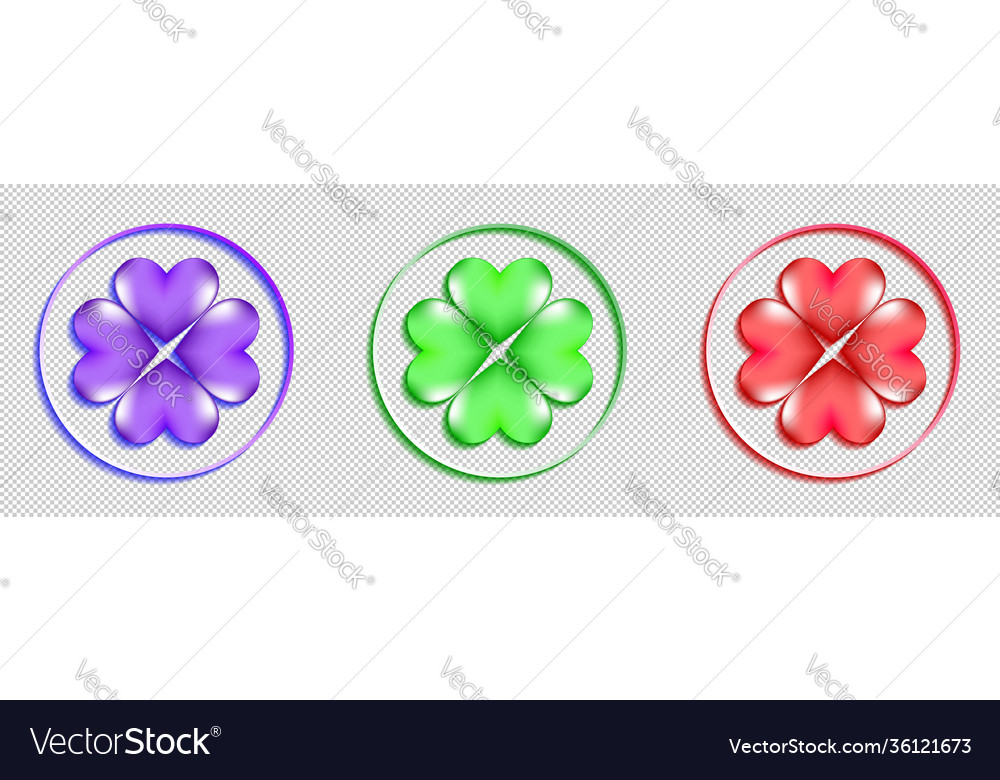Set round colored icons with shadows four Vector Image