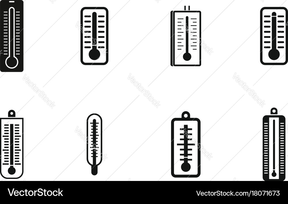 Thermometer icon set simple style Royalty Free Vector Image