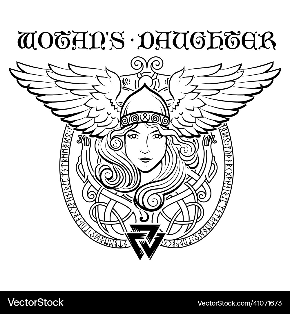 Viking design valkyrie in a winged helmet image Vector Image