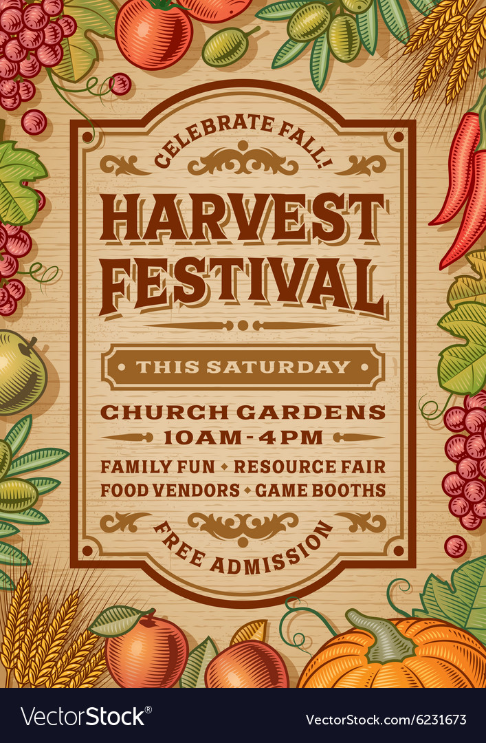 Vintage harvest festival poster Royalty Free Vector Image