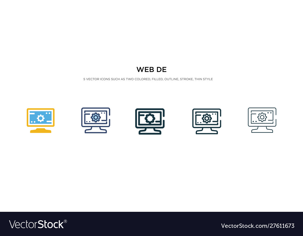 Web de icon in different style two colored Vector Image