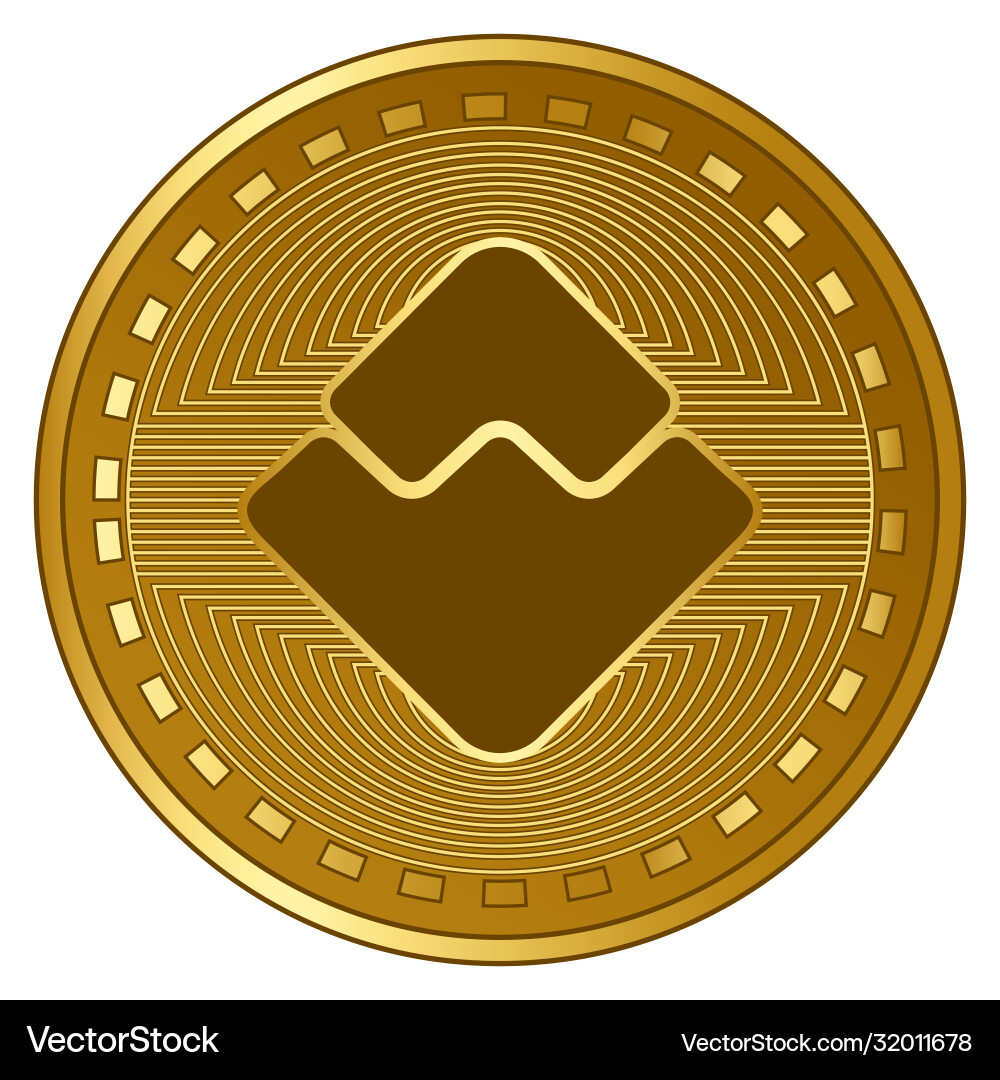 Gold futuristic waves cryptocurrency coin Vector Image