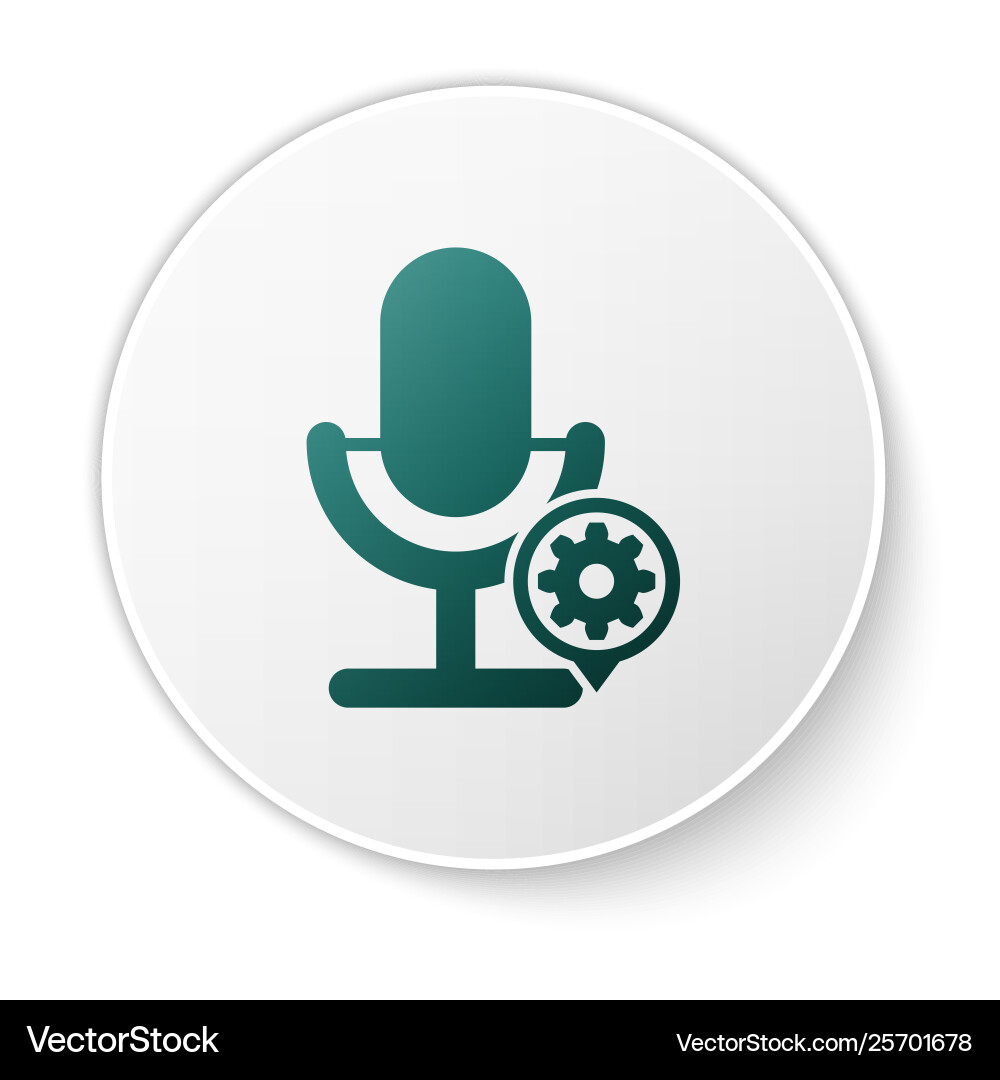 Green microphone and gear icon isolated on white Vector Image