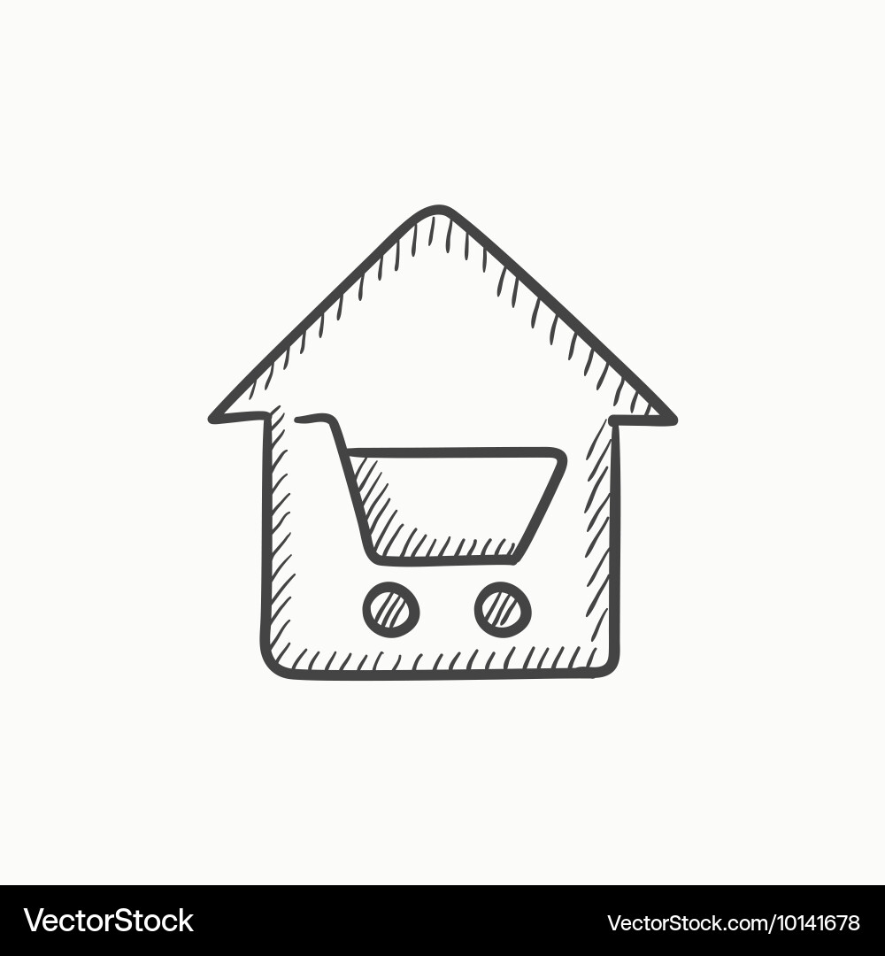 House shopping sketch icon Royalty Free Vector Image