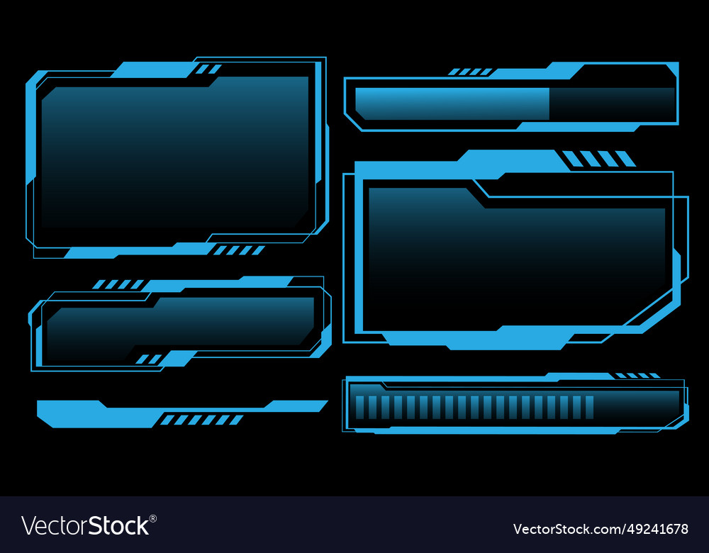 Hud frames blue user interface elements design Vector Image