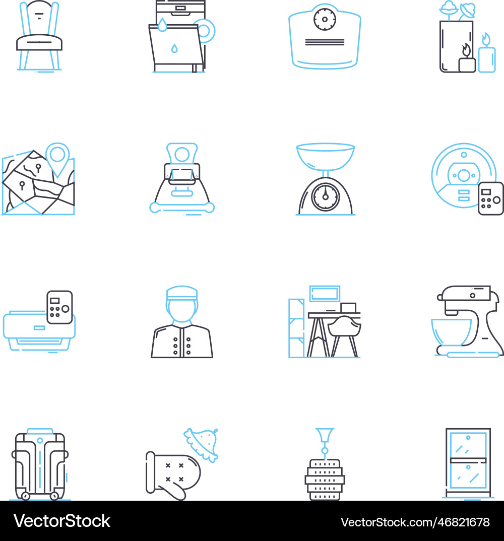 Interior design marketplace linear icons set Vector Image