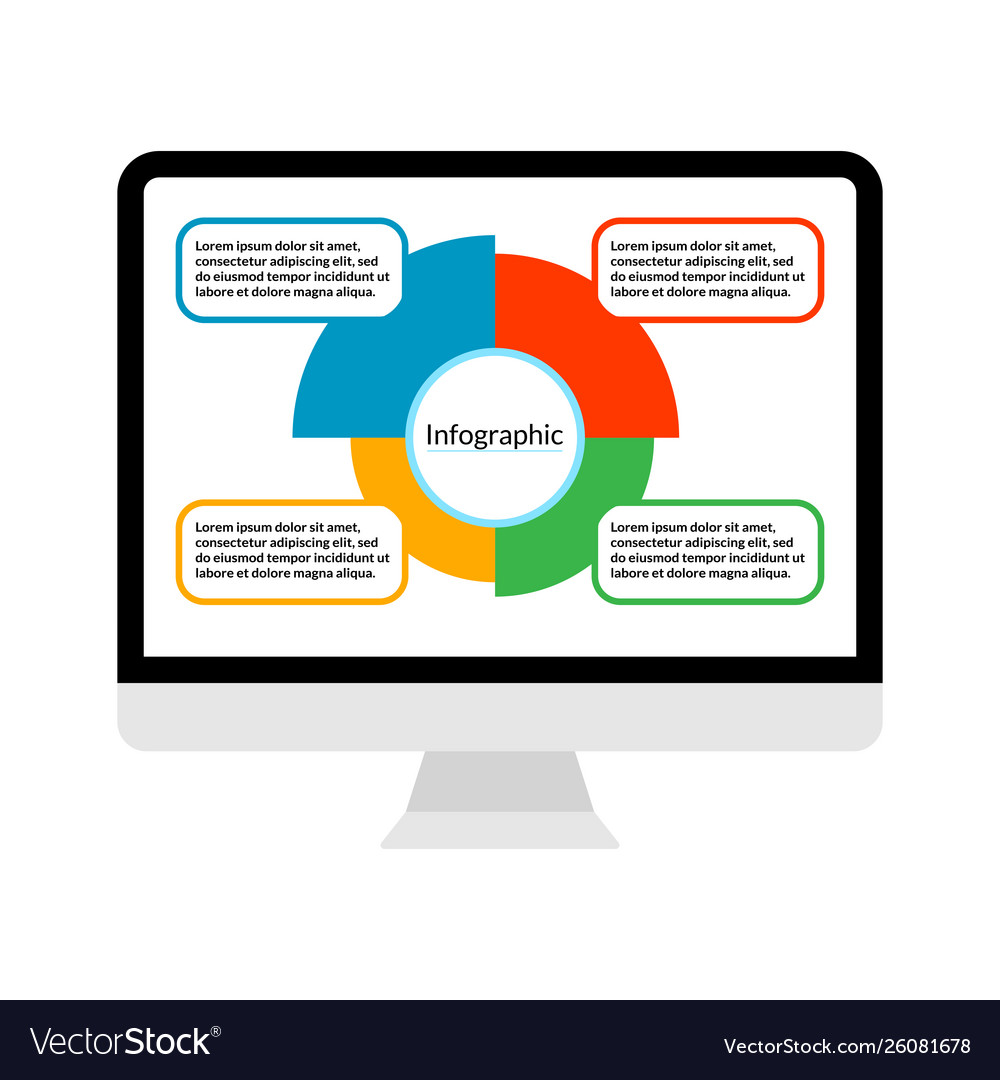 Modern computer display with infographic diagram Vector Image
