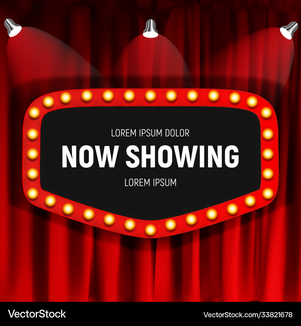 Now showing announcement board with bulb frame Vector Image