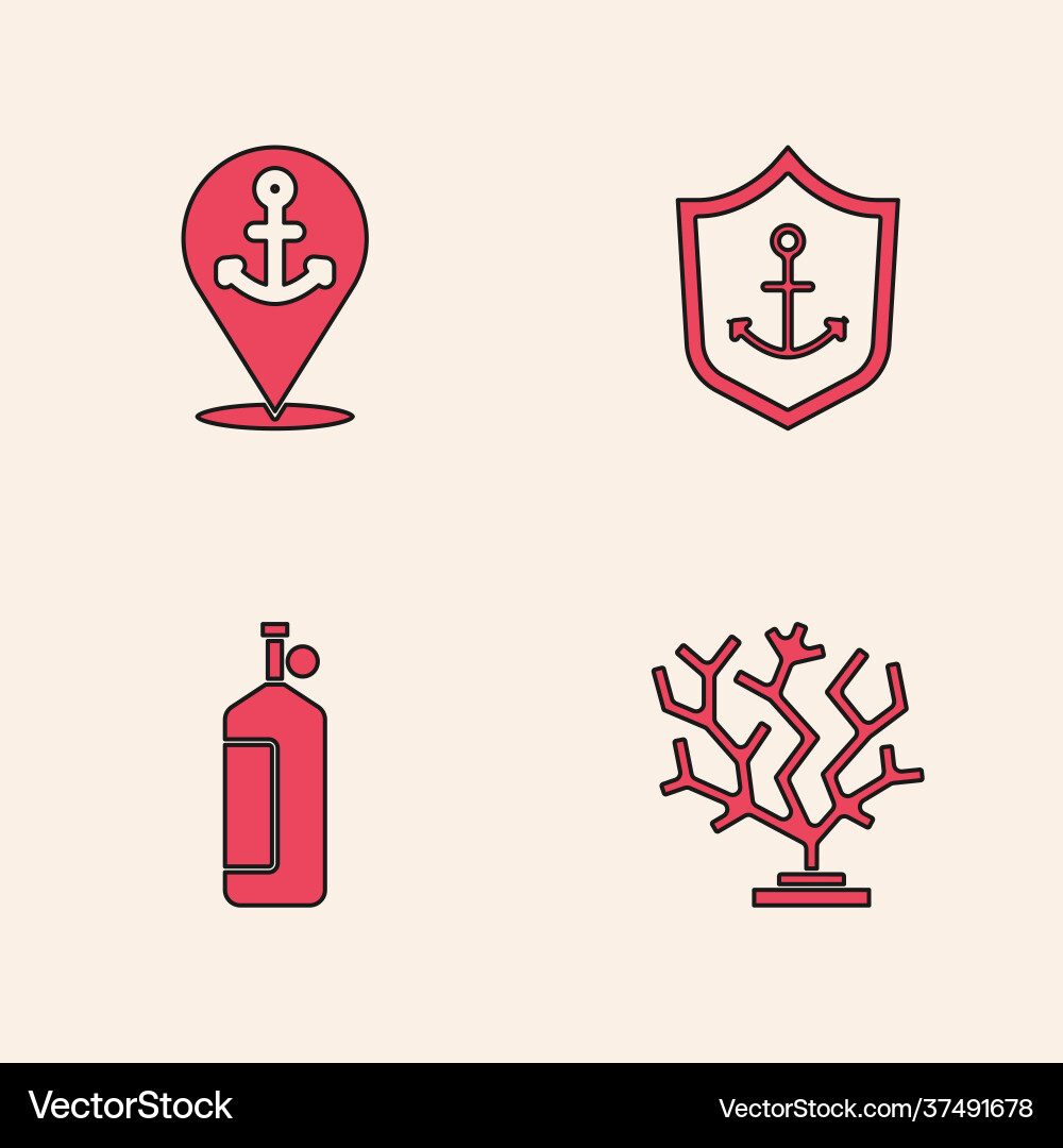 Set coral location with anchor anchor inside Vector Image