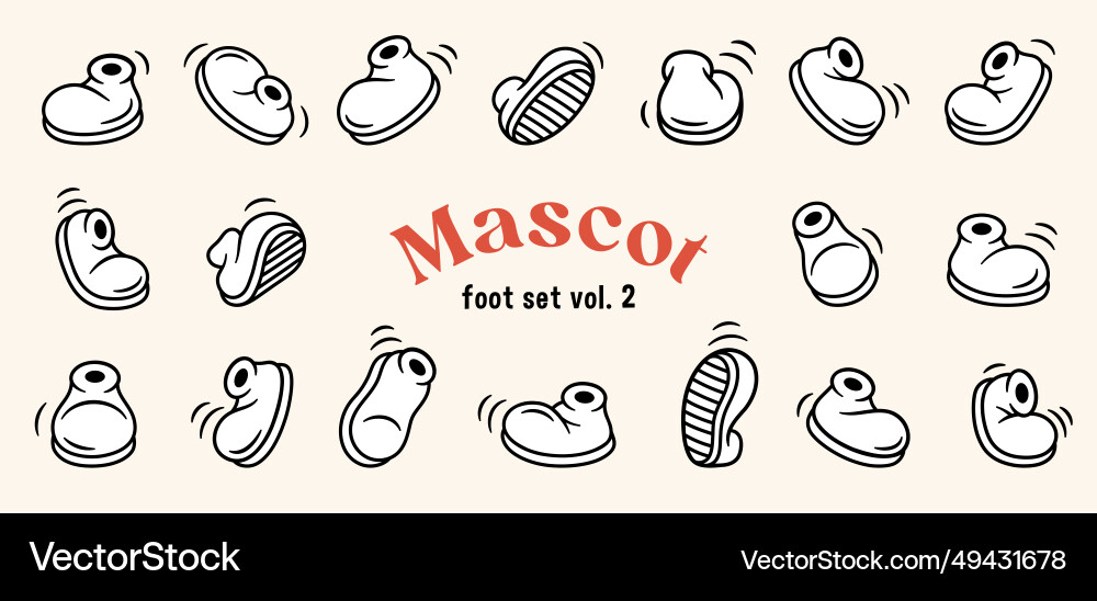 Vintage retro boot collection cartoon Royalty Free Vector