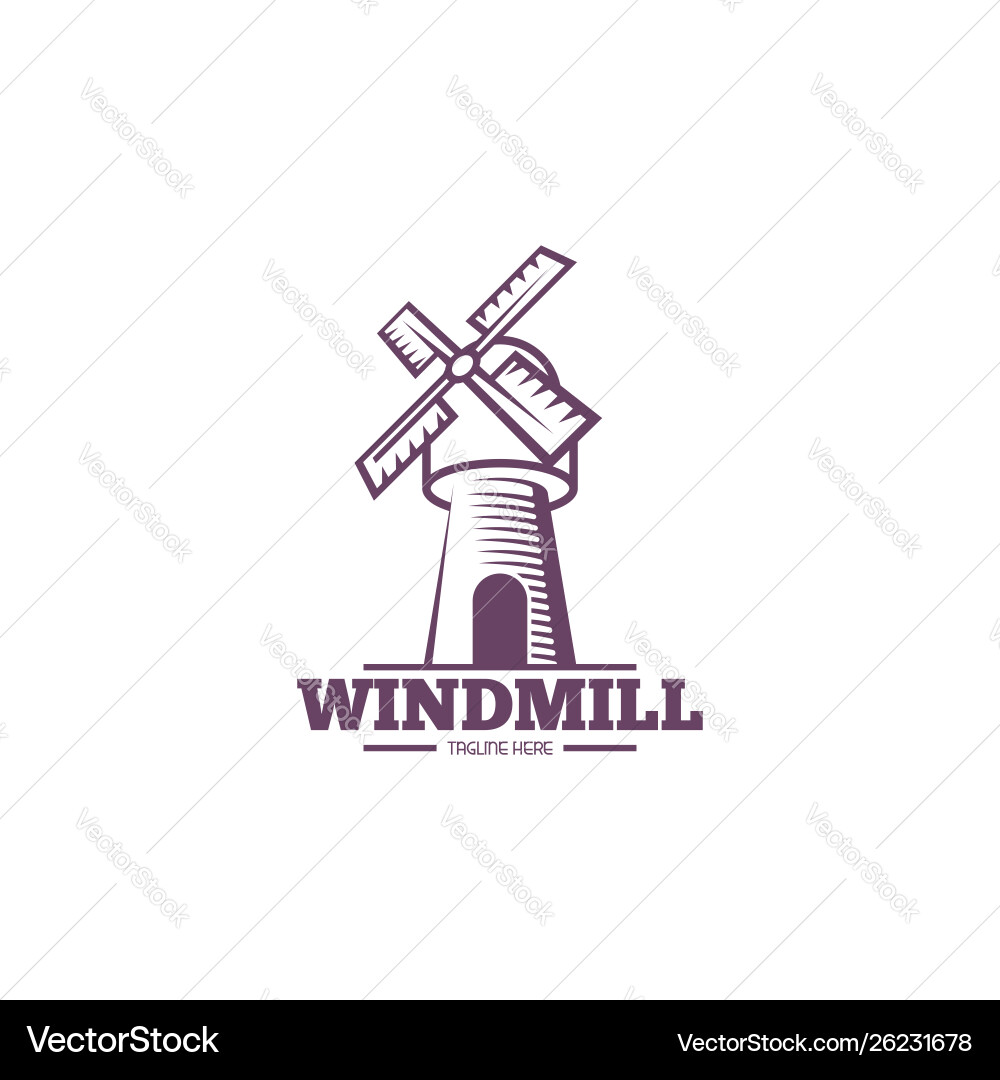 Windmill logo template building in farm logo Vector Image