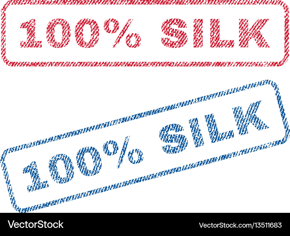 100 percent silk textile stamps Royalty Free Vector Image