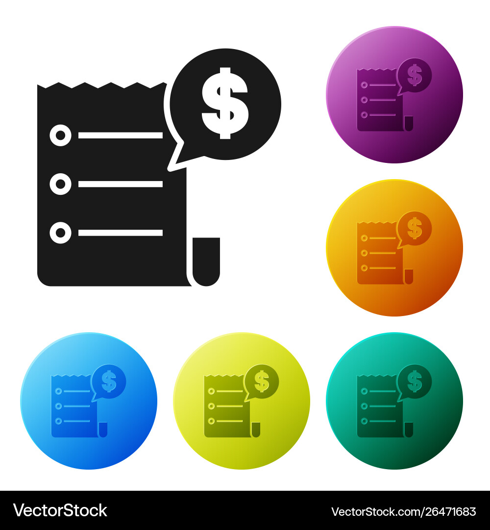 Black paper check and financial icon Royalty Free Vector