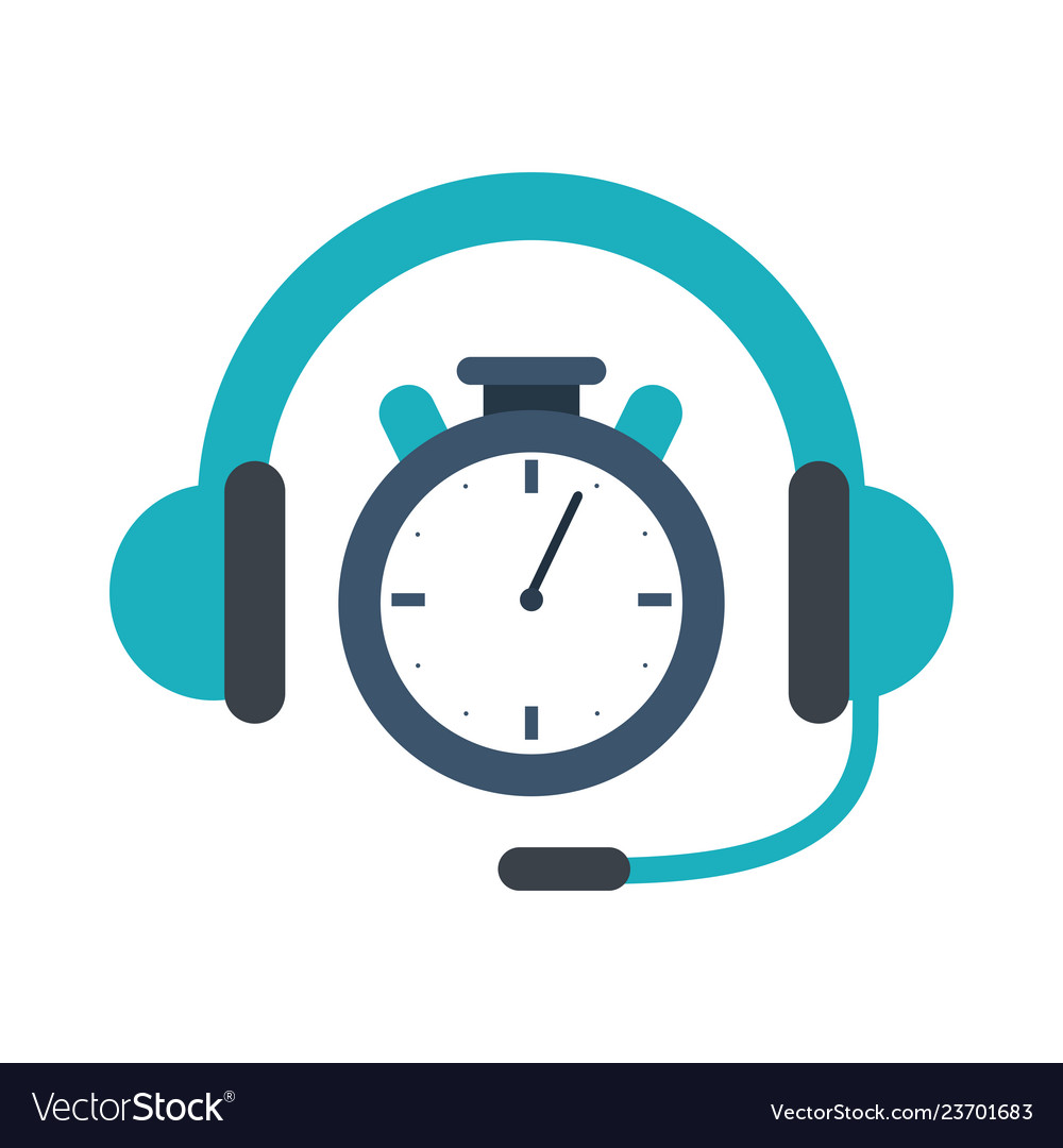 Call center headset and clock timer Royalty Free Vector