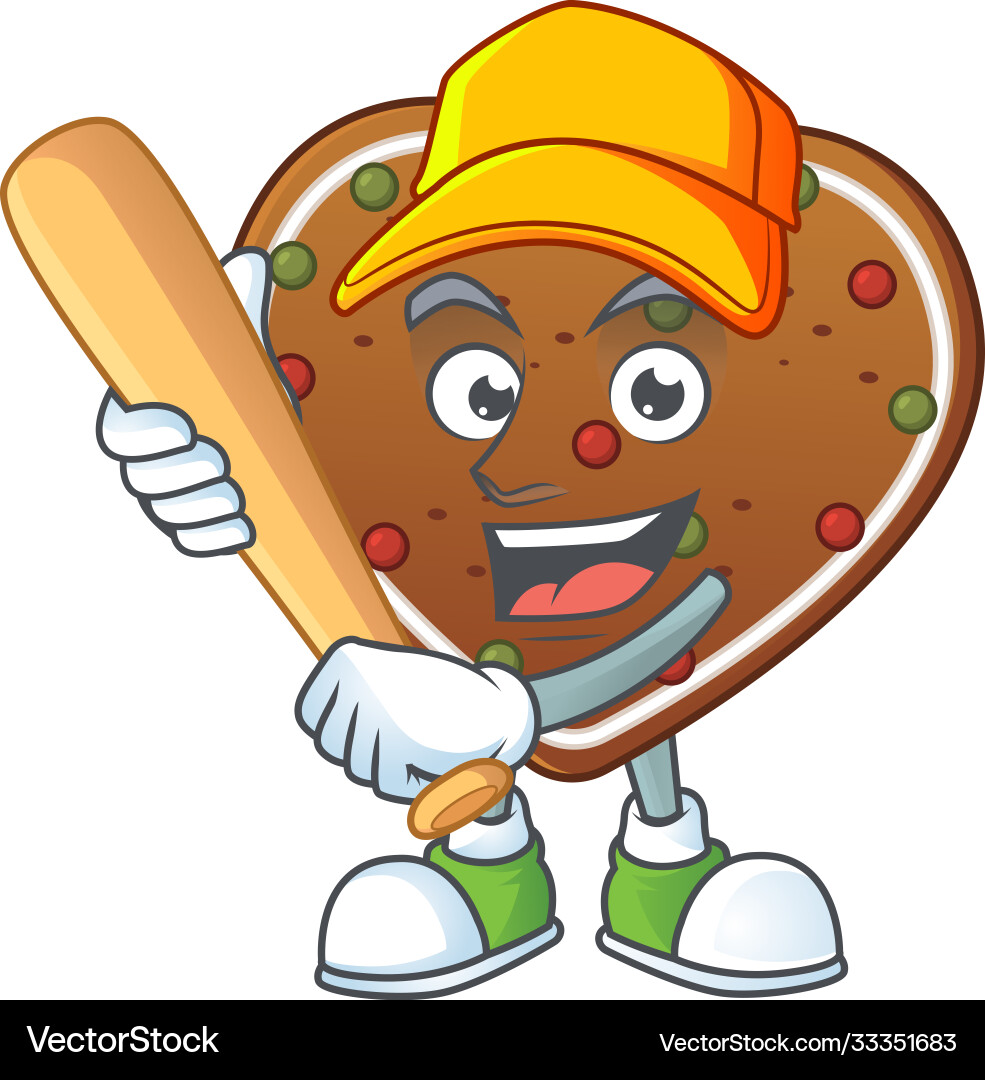 Cartoon gingerbread love having baseball stick Vector Image