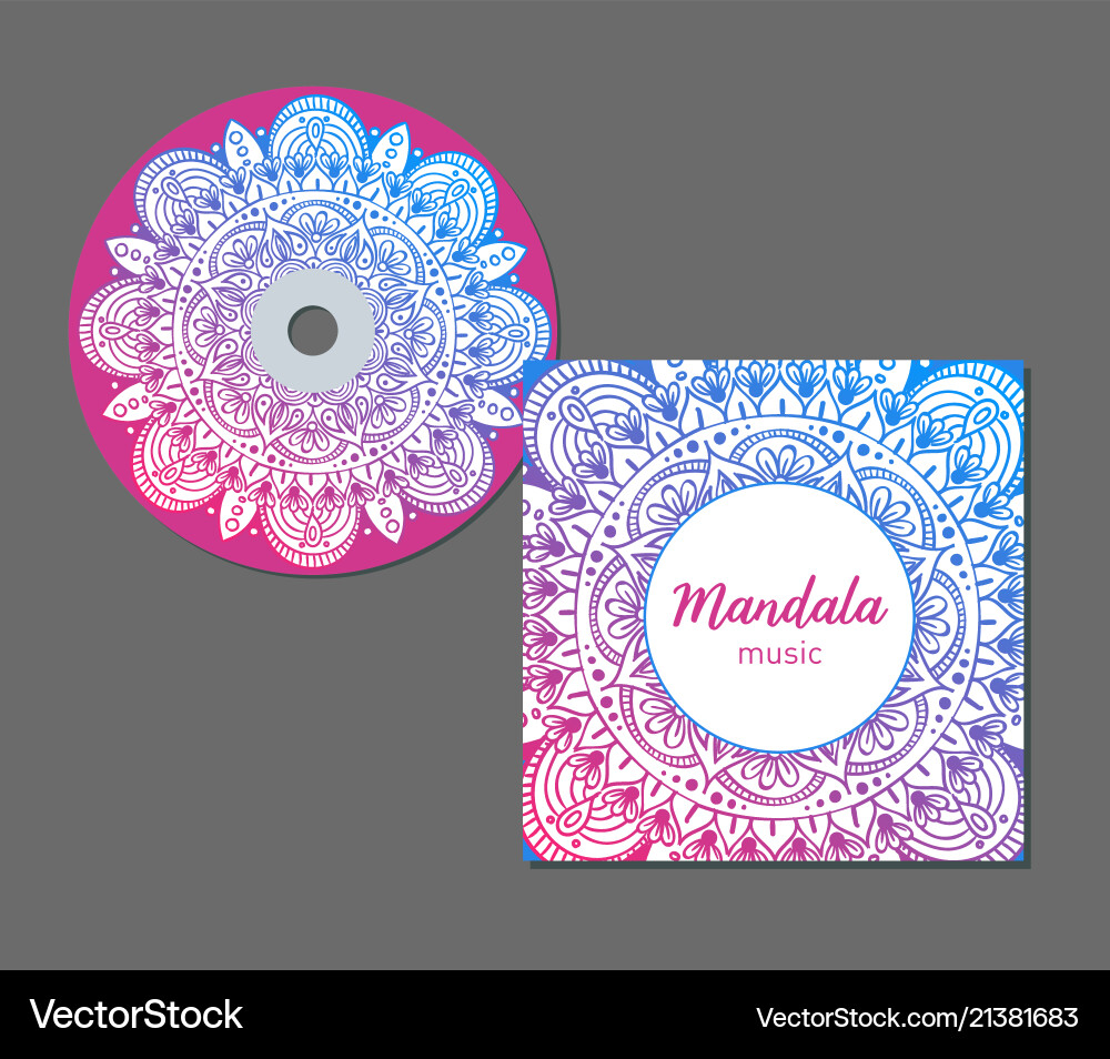 Cd cover design template with floral mandala style