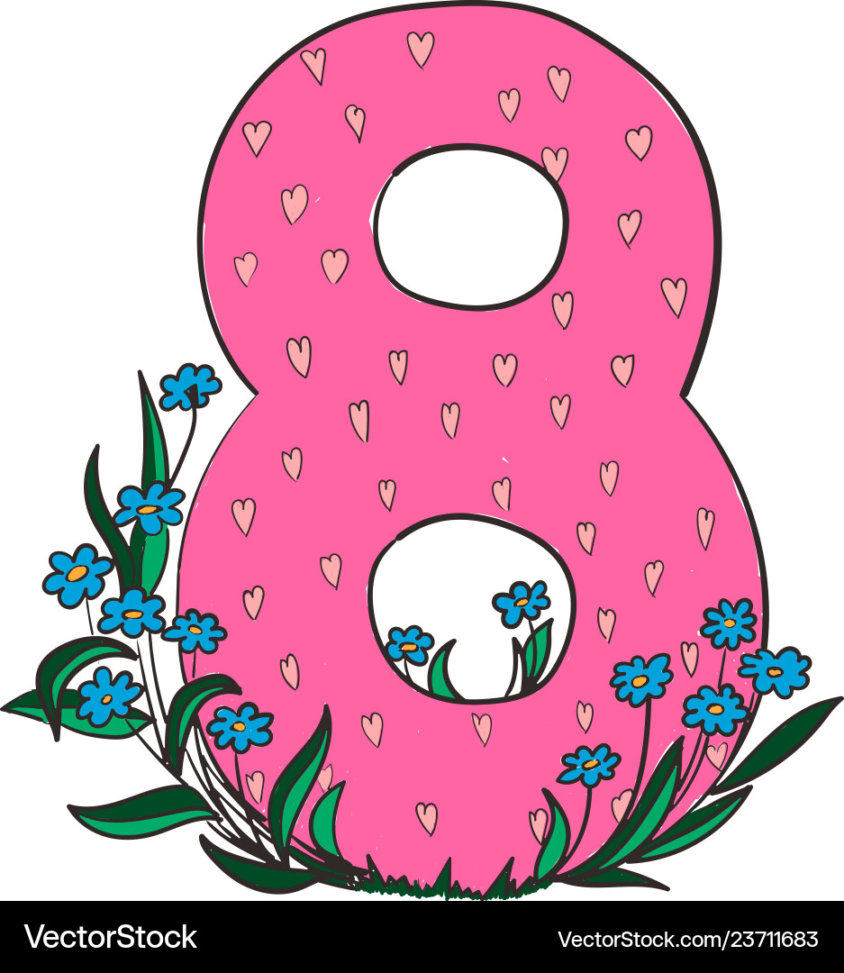 Eight figure with flowers Royalty Free Vector Image