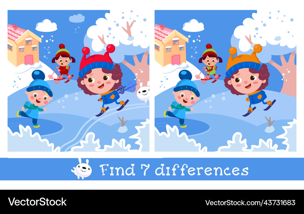 Find 7 differences game for children cute boys Vector Image