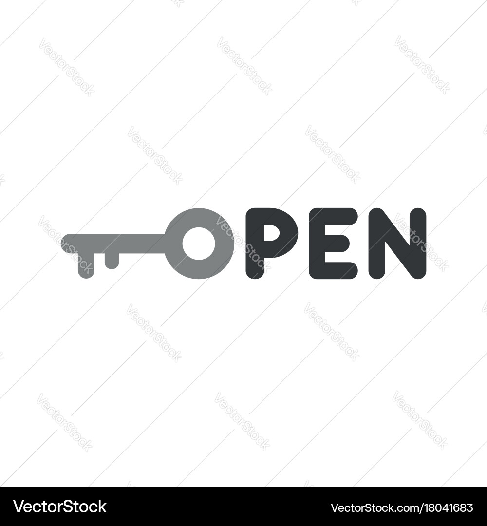 Flat design style concept of open text with key Vector Image