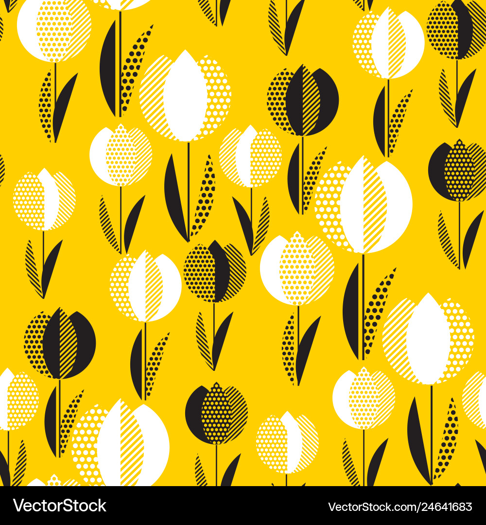 Geometric holland tulip flower seamless pattern Vector Image
