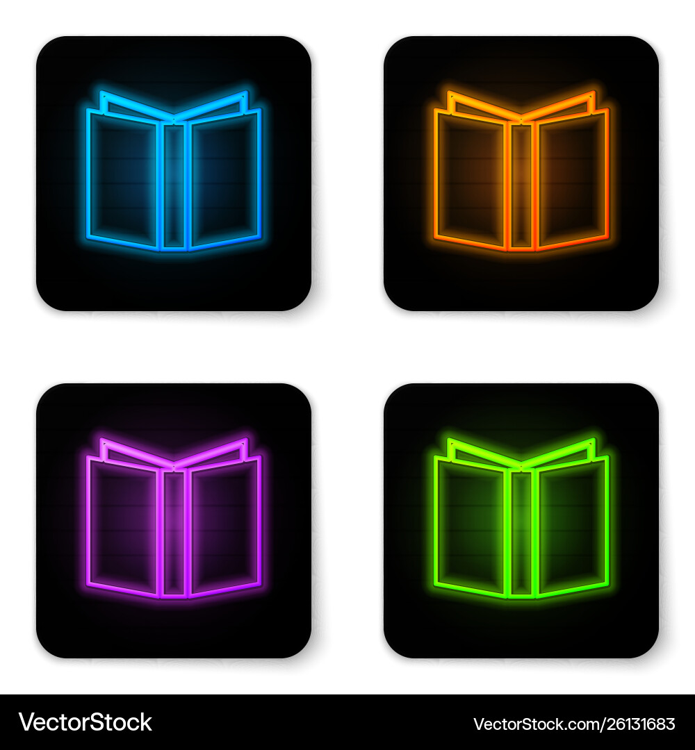 Glowing neon open book icon isolated on white Vector Image
