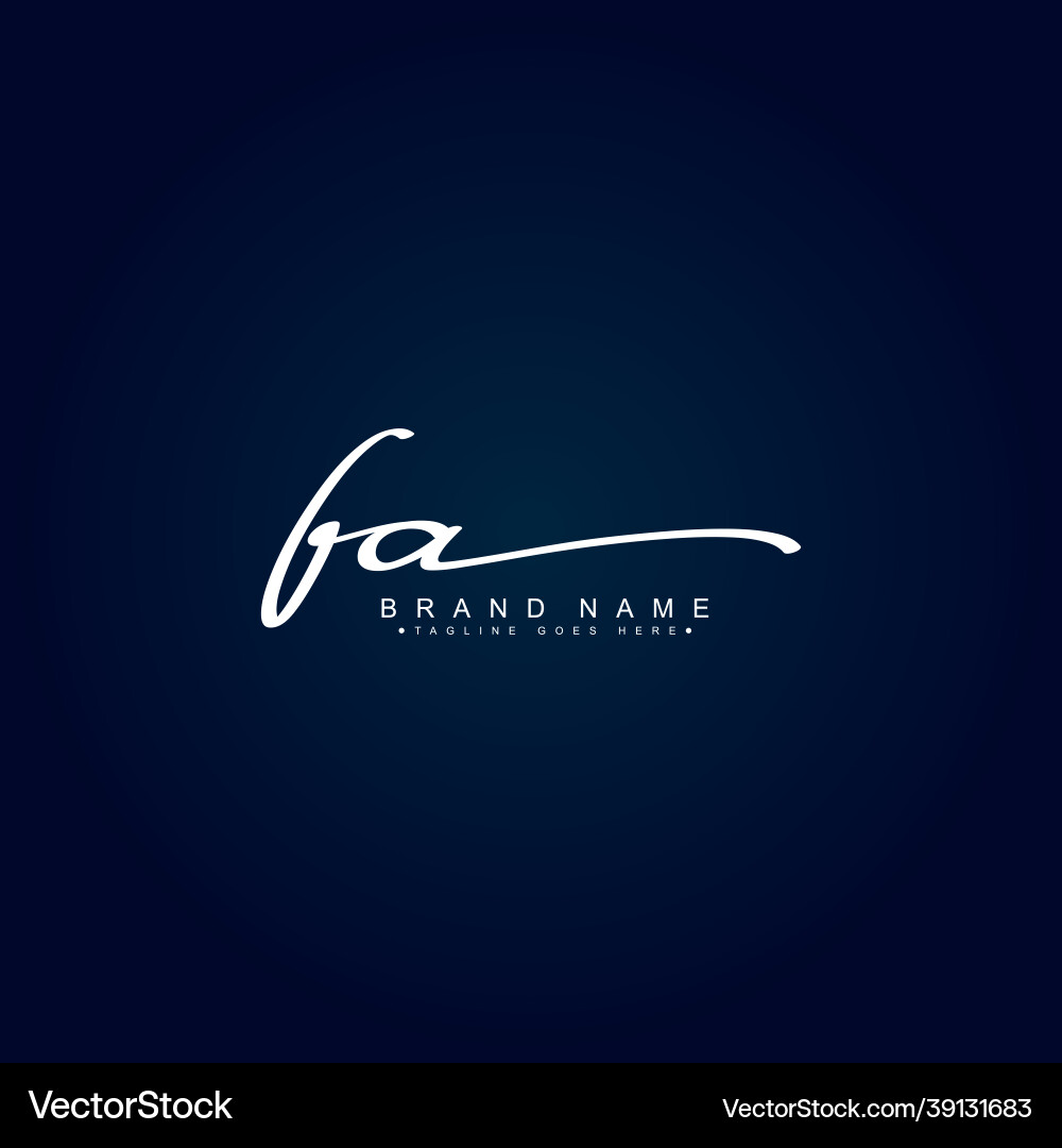 Initial letter fa logo - hand drawn signature Vector Image