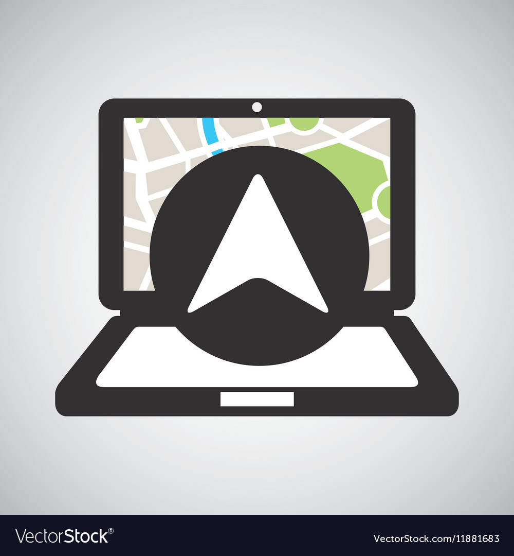 Laptop map gps cursor Royalty Free Vector Image